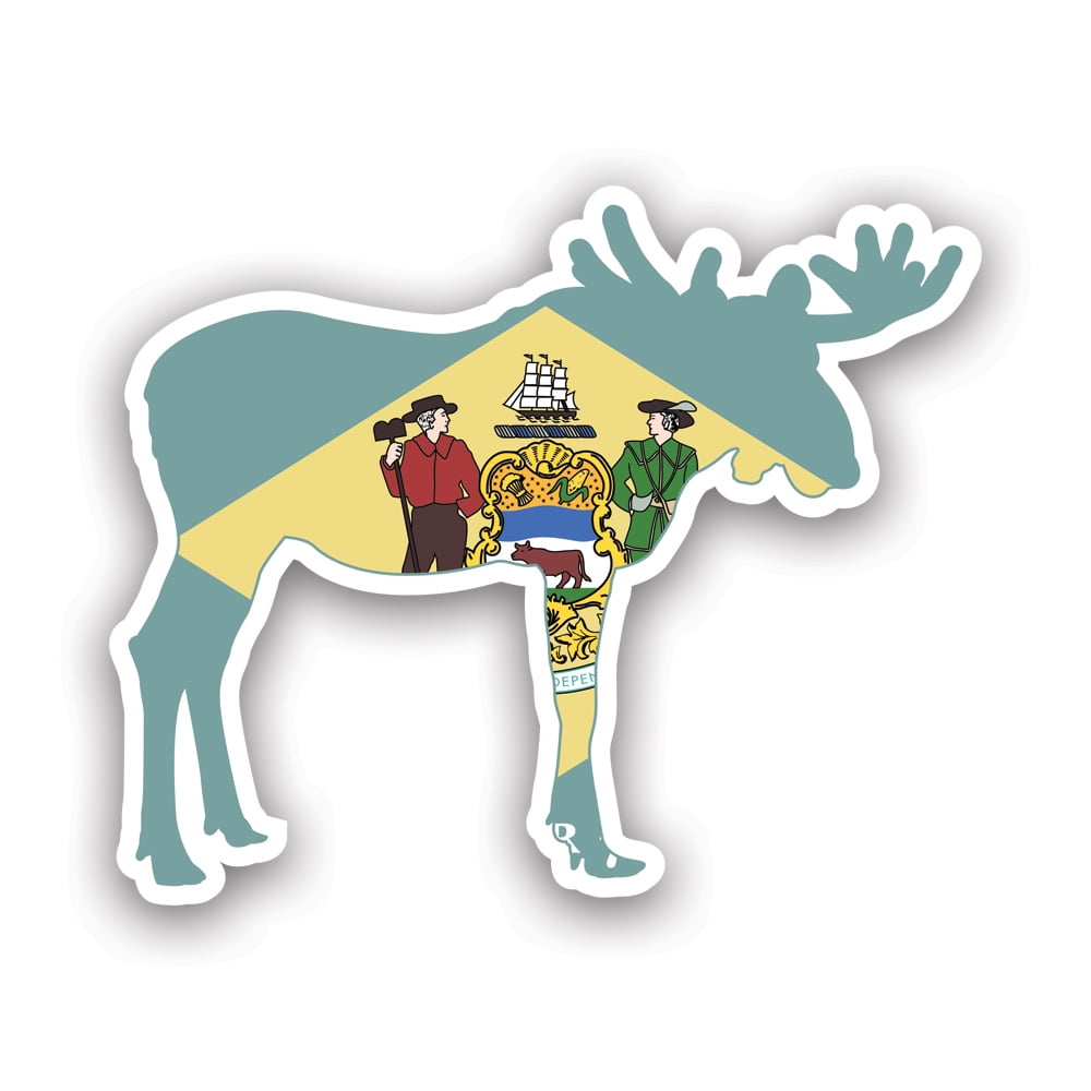 Delaware Moose Shaped Flag Sticker Decal - Self Adhesive Vinyl ...