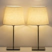 Bedside Table Lamps Set of 2, Square Desk Lamp Metal Base & Fabric ...