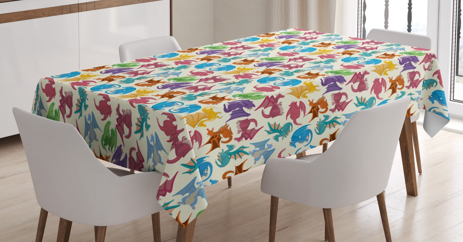 Dragon Decor Tablecloth, Cartoon Style Design Decoration for Children ...