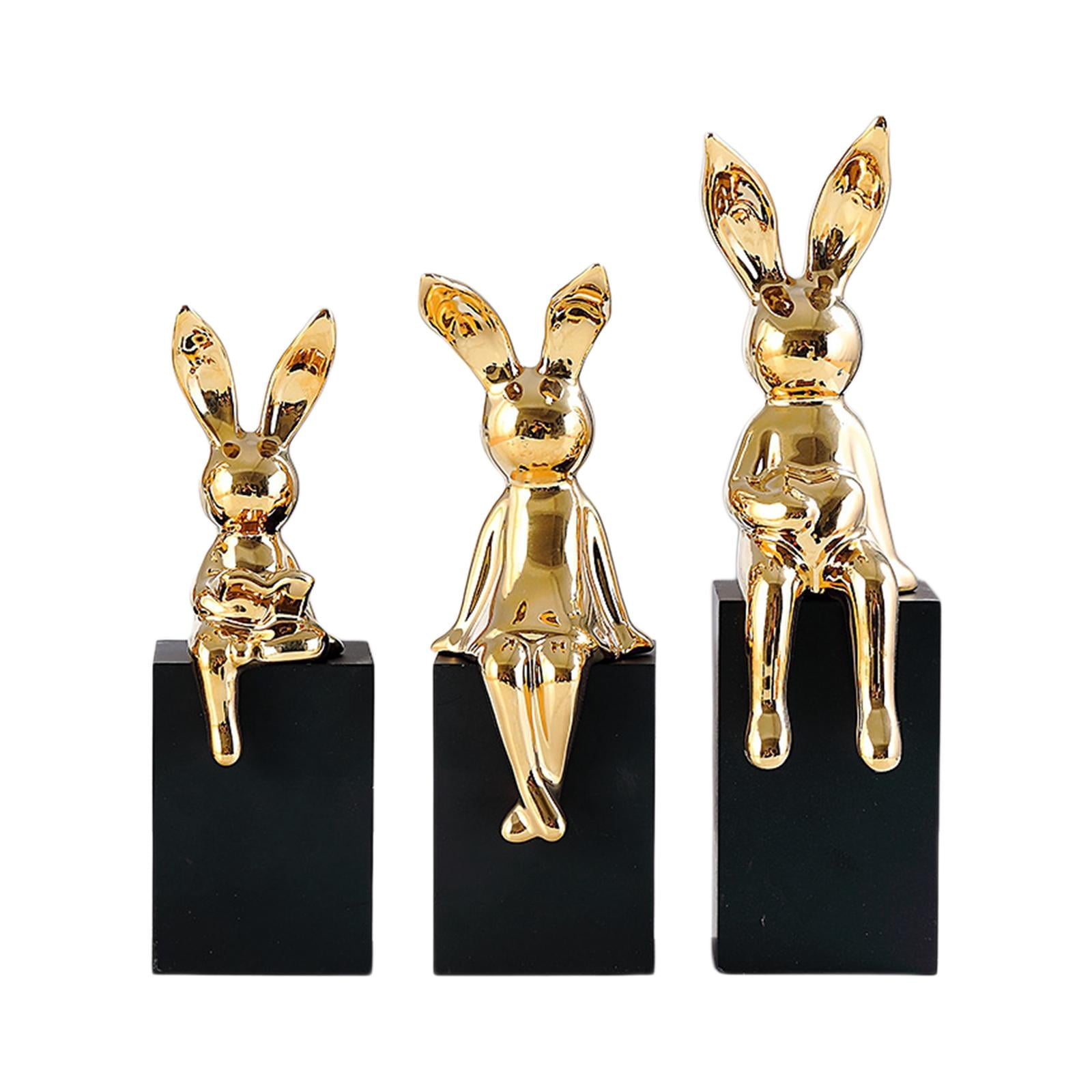 3Pcs Rabbit Statues Figurines Animal Figures Table Centerpiece Bunny ...