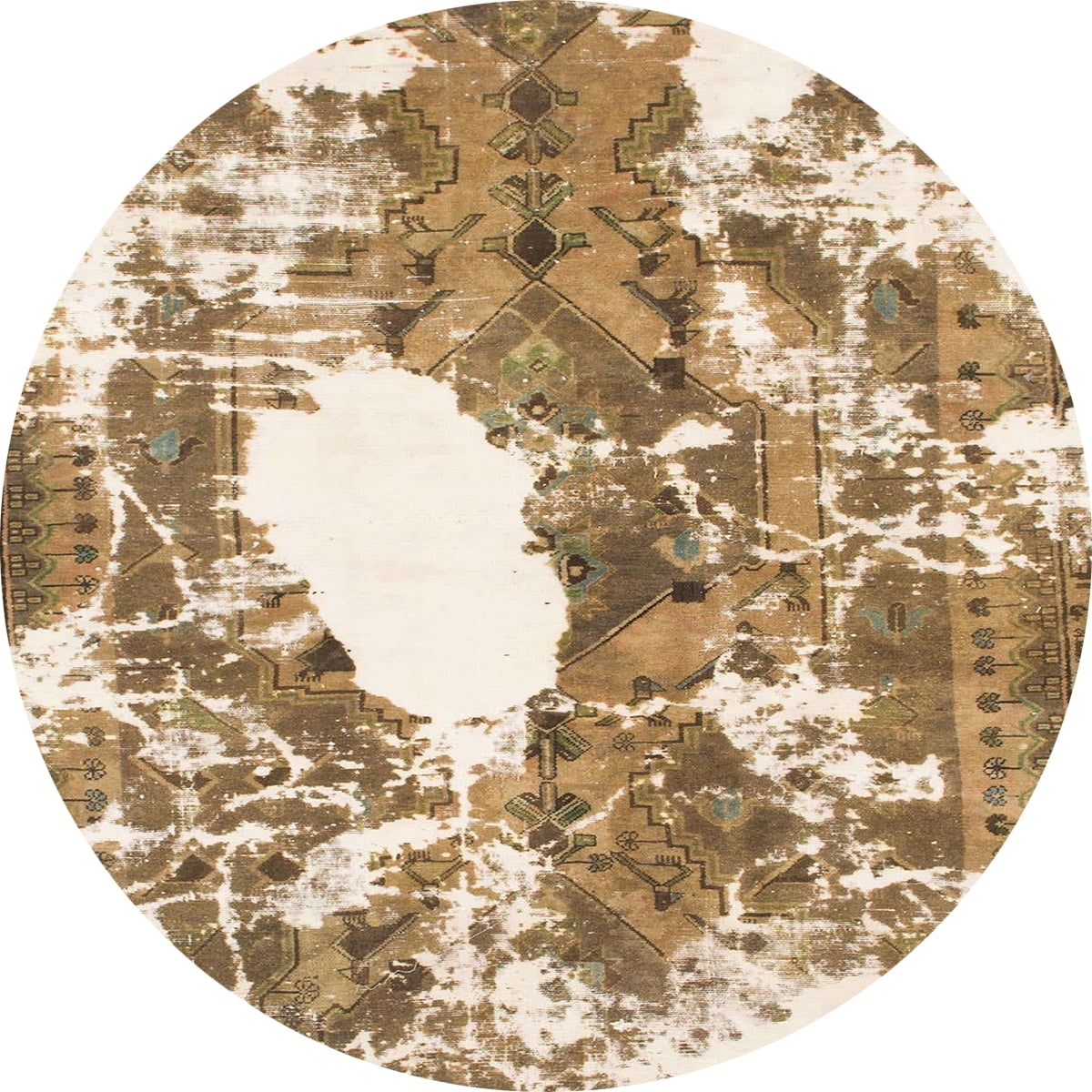 Ahgly Company Indoor Round Abstract Light Brown Abstract Area Rugs, 4 ...