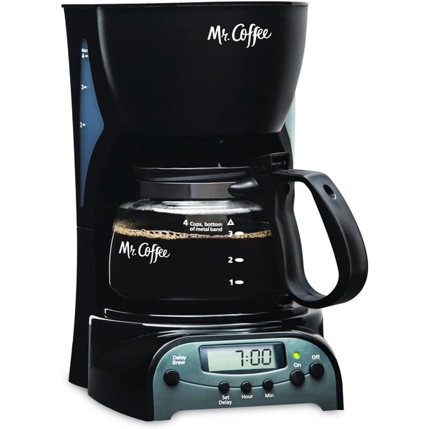 Mr. Coffee 4-Cup Programmable Coffee Maker, Black (DRX5-RB) - Walmart.com