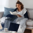 Blue Grey Graffiti Art Throw Blanket for Couch Abstract Color Block ...