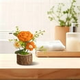 Hand Woven Rose Ornament Log Base Wool Flower Desktop Home Decoration ...