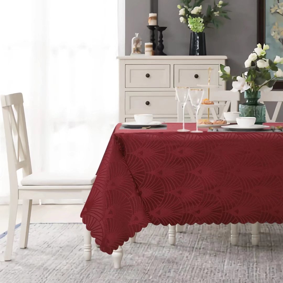 GlowSol Jacquard Tablecloth Flower Pattern Polyester Table Cloth Spill ...