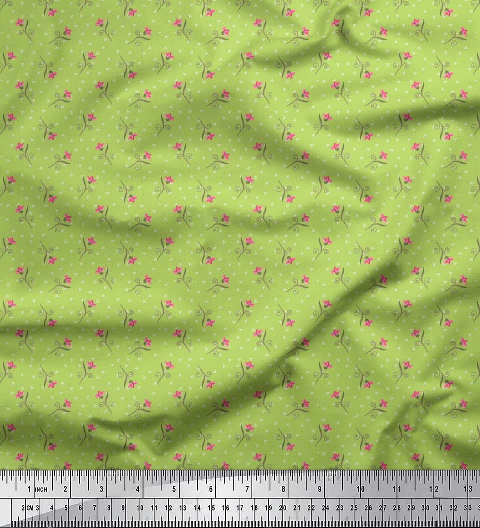 Soimoi Velvet Fabric Swirl,Triangle & Floral Artistic Print Fabric by ...