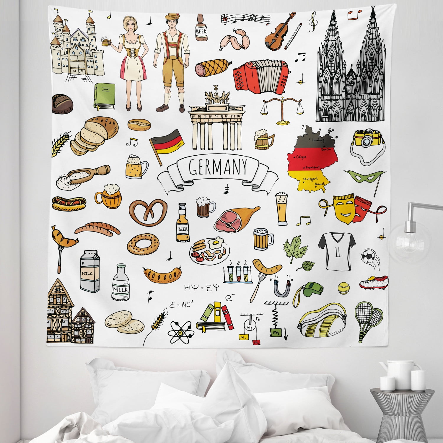 German Tapestry, Hand Drawn Doodle of German Culture Football Jersey ...