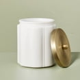 Large Milk Glass Bath Canister with Metal Lid Brass Finish: Farmhouse ...
