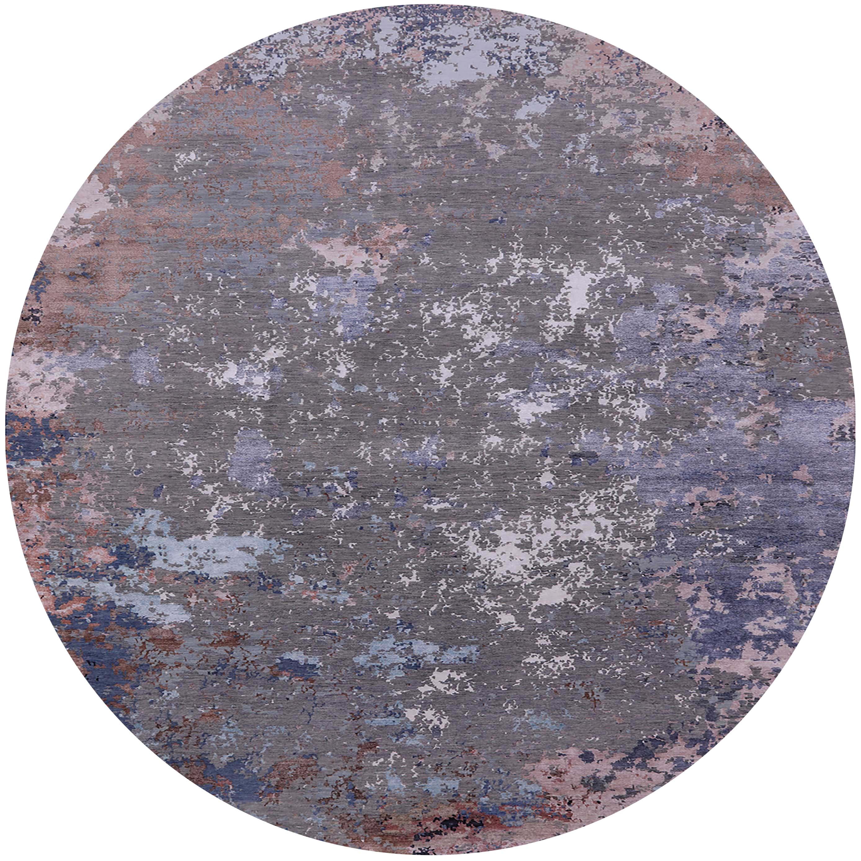 Ahgly Company Indoor Round Mid-Century Modern Purple Oriental Area Rugs ...