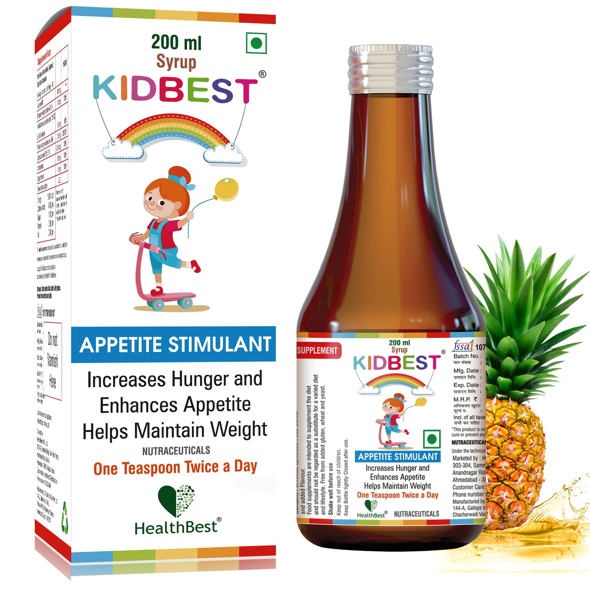 HealthBest Kidbest Appetite Stimulant Syrup for 3-13 Yrs Kids ...