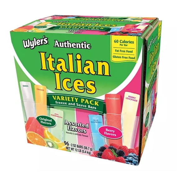 Wyler's Authentic Variety Pack Assorted Fruit Italian Ices, 2 oz, 96 Ct ...
