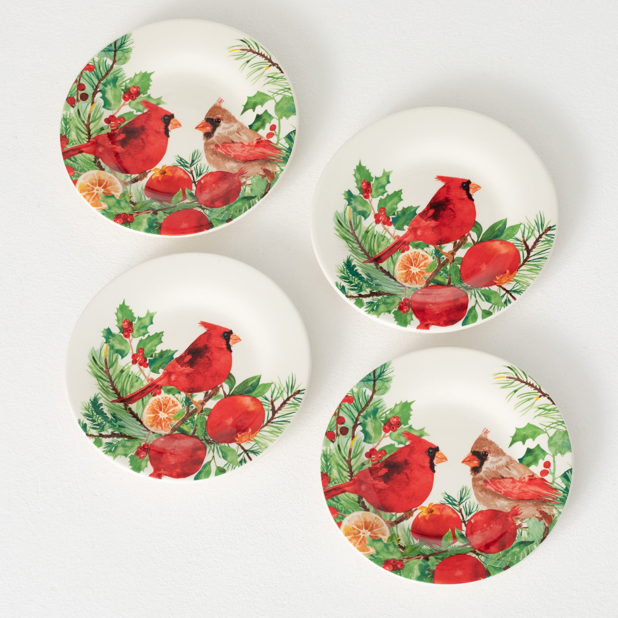 Sullivans Cardinal Dessert Plate Multicolor 1"H Dolomite Set of 4 ...