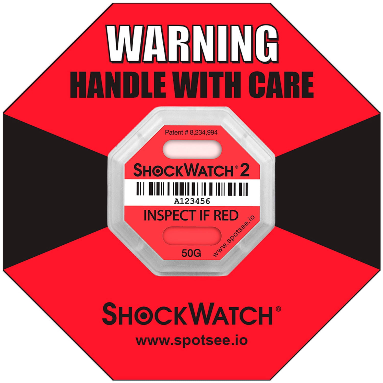 SpotSee™ ShockWatch® 2 Serialized Framed Impact Indicators, 50G Range ...