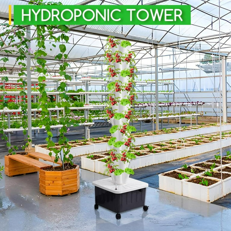 Vertical Planter Tower 8 Layer 64 Pots Vertical Garden Tower Aeroponics ...