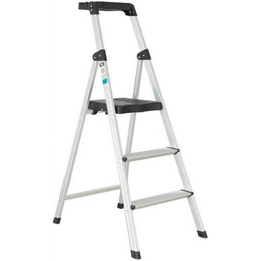 AmeriHome Ultra Slim Aluminum Three Step Folding Utility Step Ladder ...