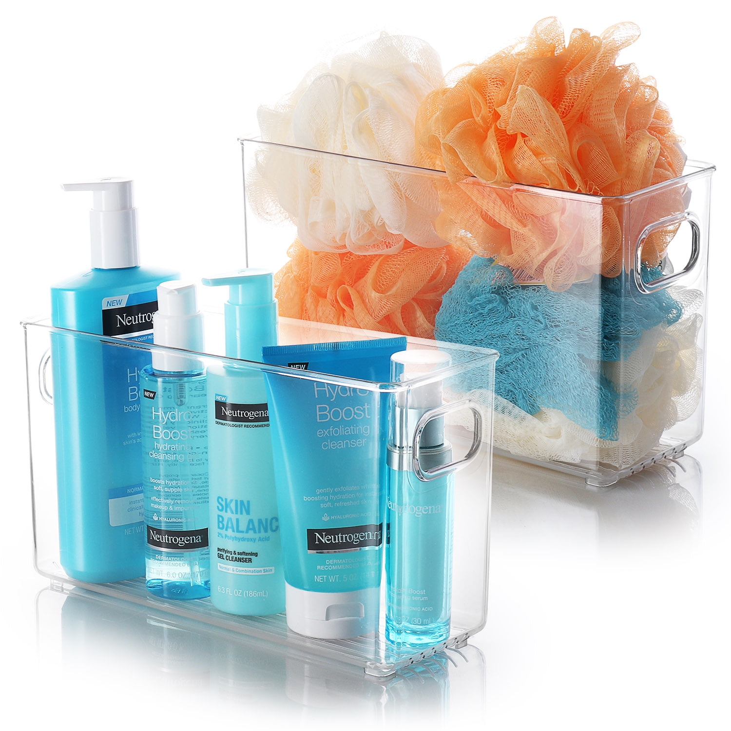 StorageBud Clear Storage Bins ,10.6X3.9X6" Plastic Containers,2 Pack ...