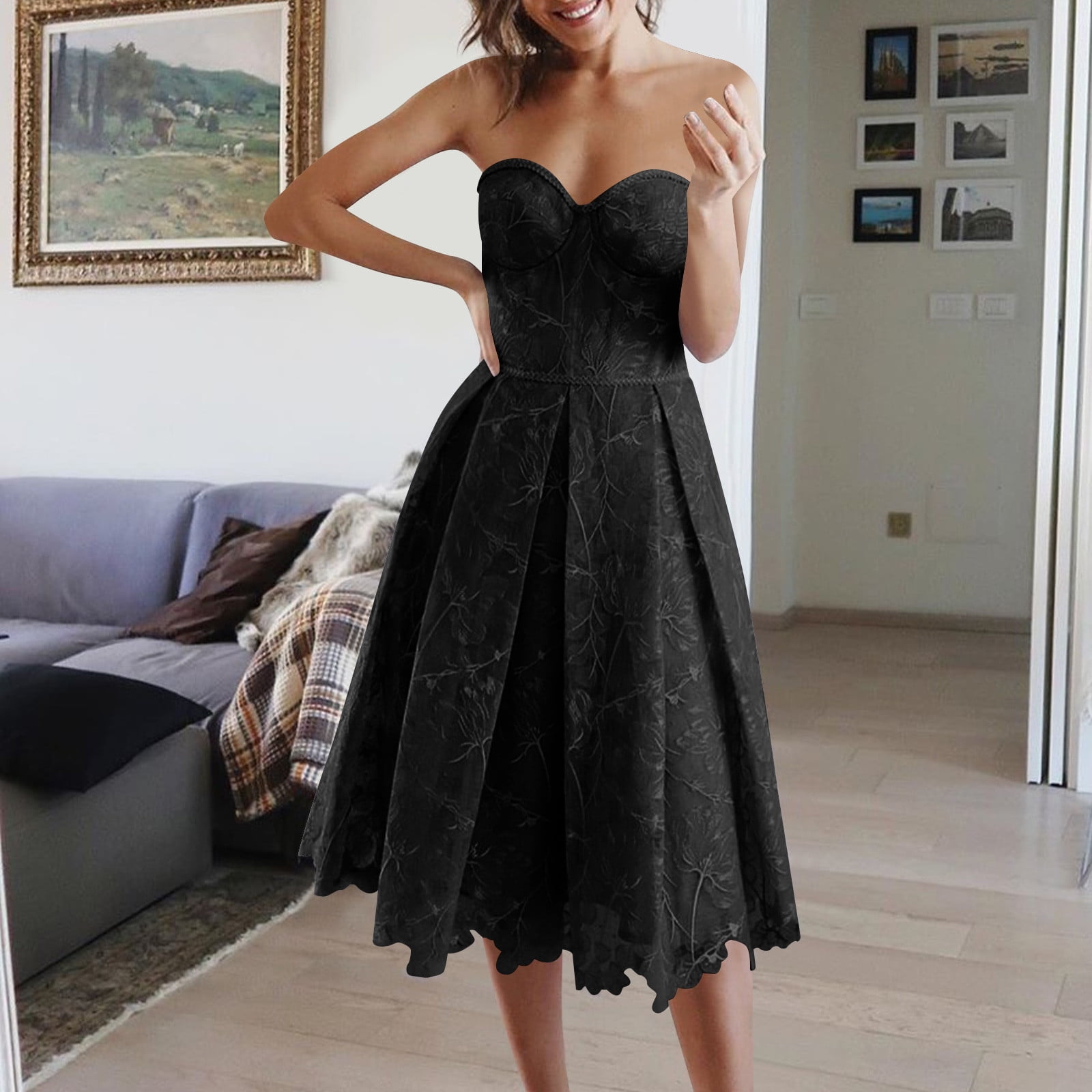 Click here for Fcbaudy Sleeveless V-Neck Dress womens Dresses sum... prices