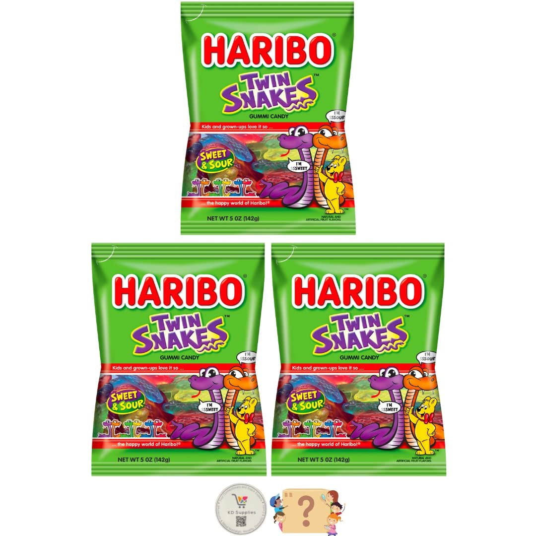 Haribo Gummi Candy - Soft & Chewy Delicious Gummies, Pack of 3 5 oz ...