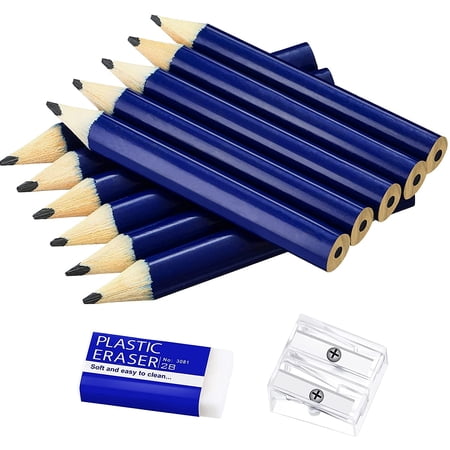 24 Pieces Short Triangular Fat Pencils Thick Grip Pencils with Eraser ...