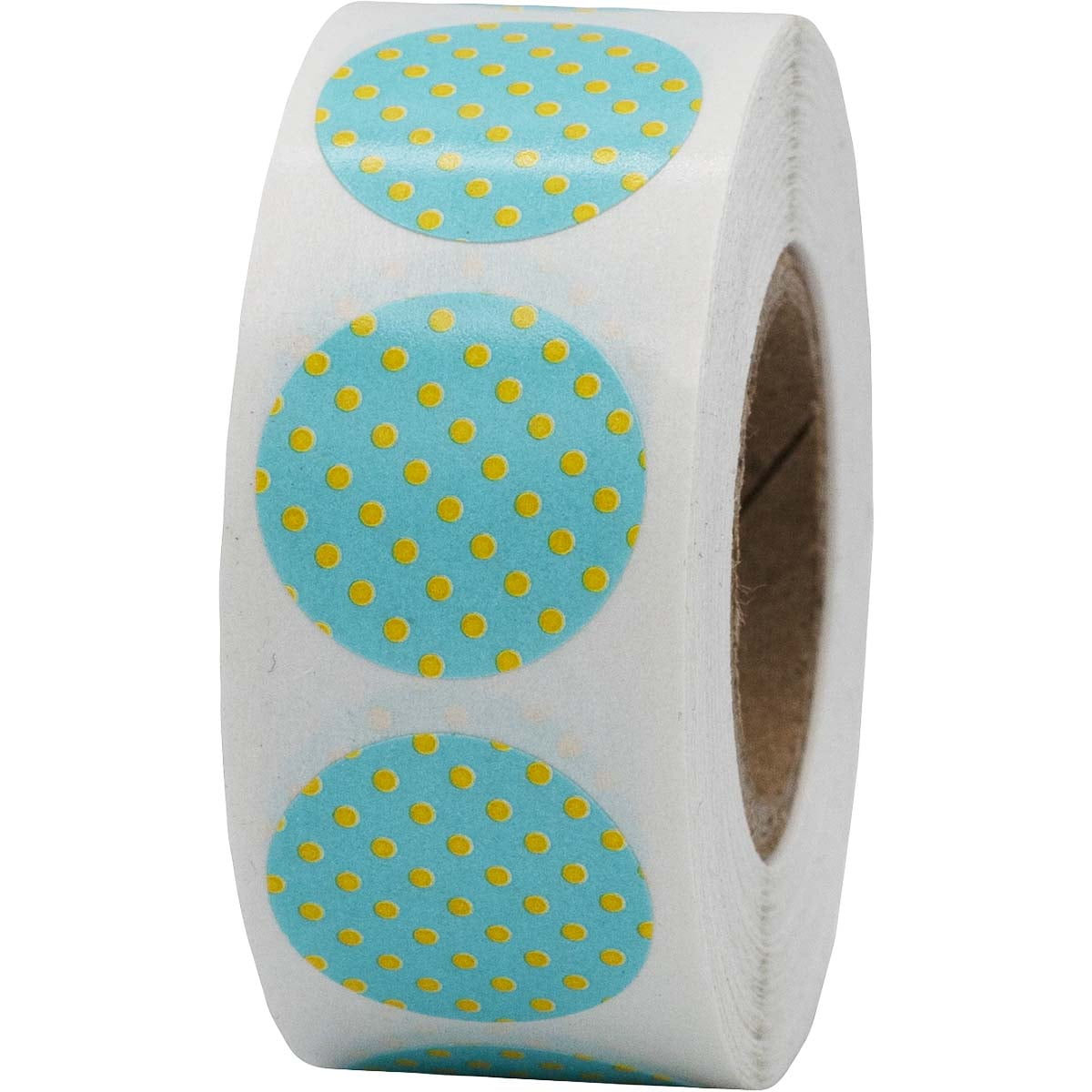 Teal with Yellow Polka Dot Circle Stickers | 0.75" Inch Round | 500 ...