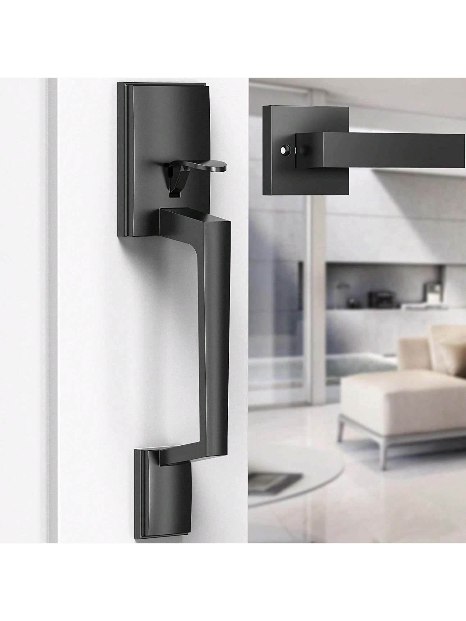 Brightify Front Door Handle, Modern Exterior Door Handle With Passage ...