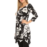White Mark Women's Floral Scoop Neck Tunic Top - Walmart.com