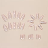 ROZYARD 24 Pieces Glossy Press On Nail Medium Almond Cats Eye False ...