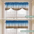 Blue Brown Tie Up Valance Curtains Gradient Wood Grain Farmhouse ...