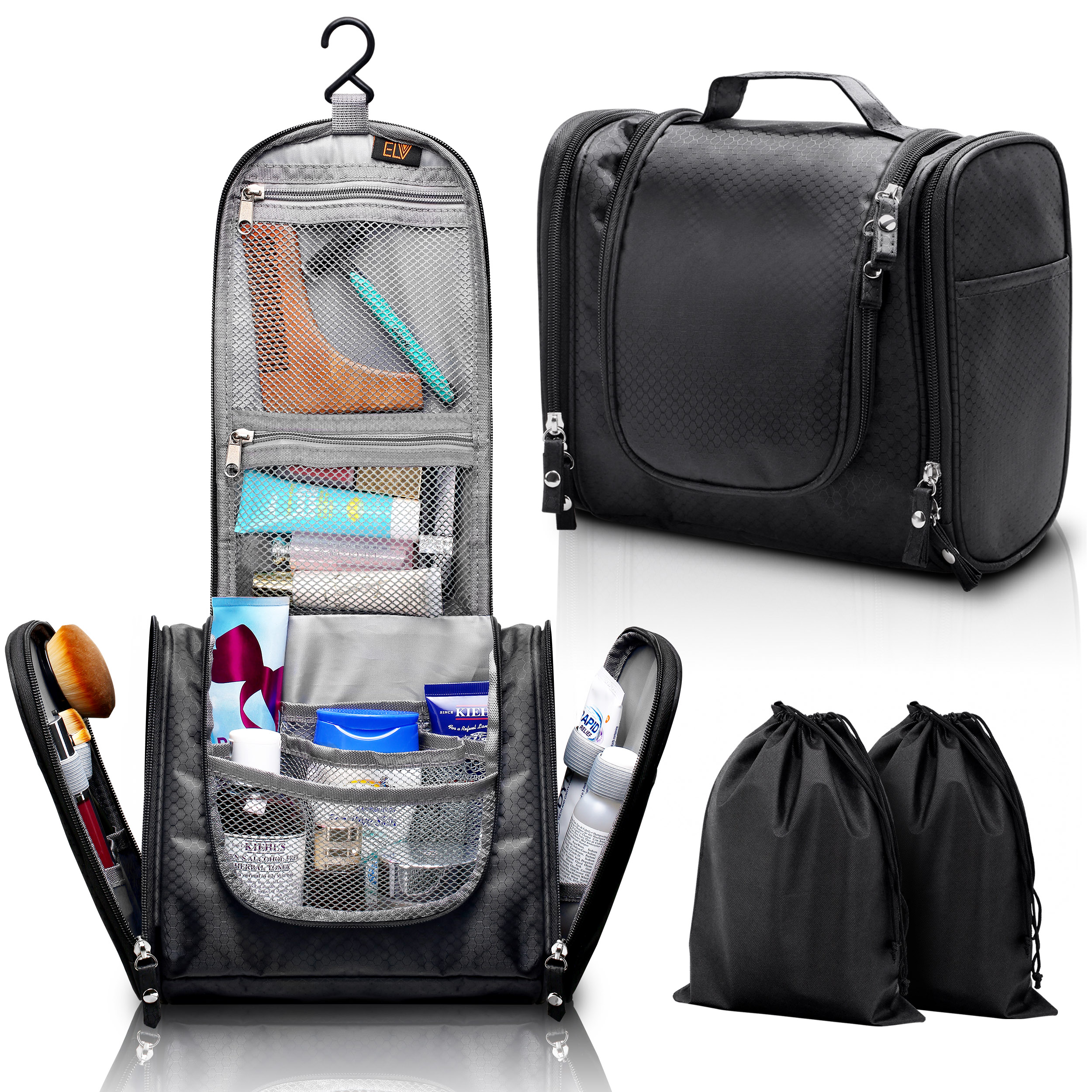 ELV ELV Hanging Toiletry Bag Waterproof Makeup Bag Black Walmart ELV ELV Hanging Toiletry Bag Waterproof Makeup Bag Black Walmart