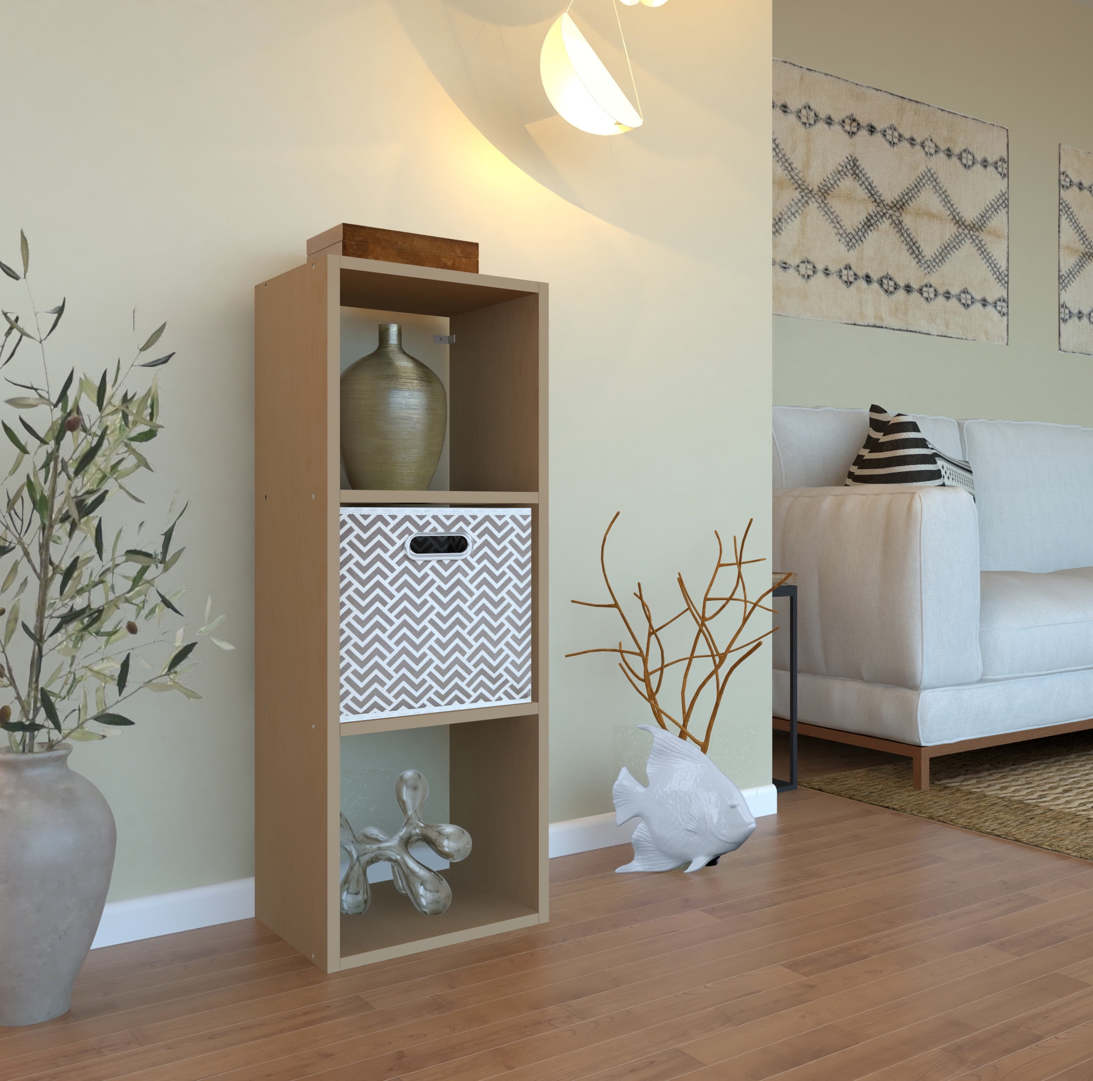 Cube Storage Organizer, 3 Shelves, Bookshelf, Maple Finish - Walmart.com