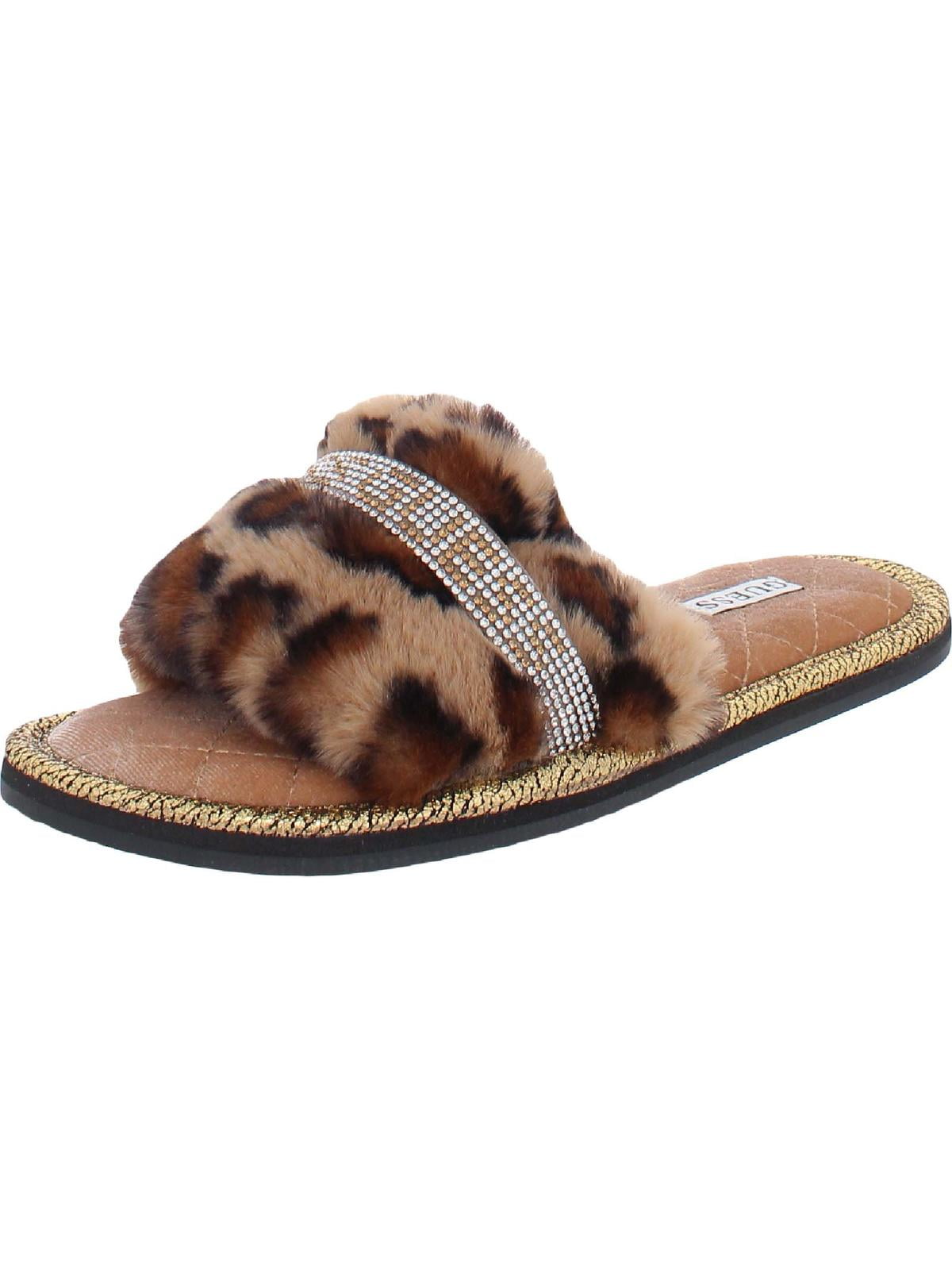 Guess Womens Slippy Faux Fur Rhinestone Slide Slippers - Walmart.com