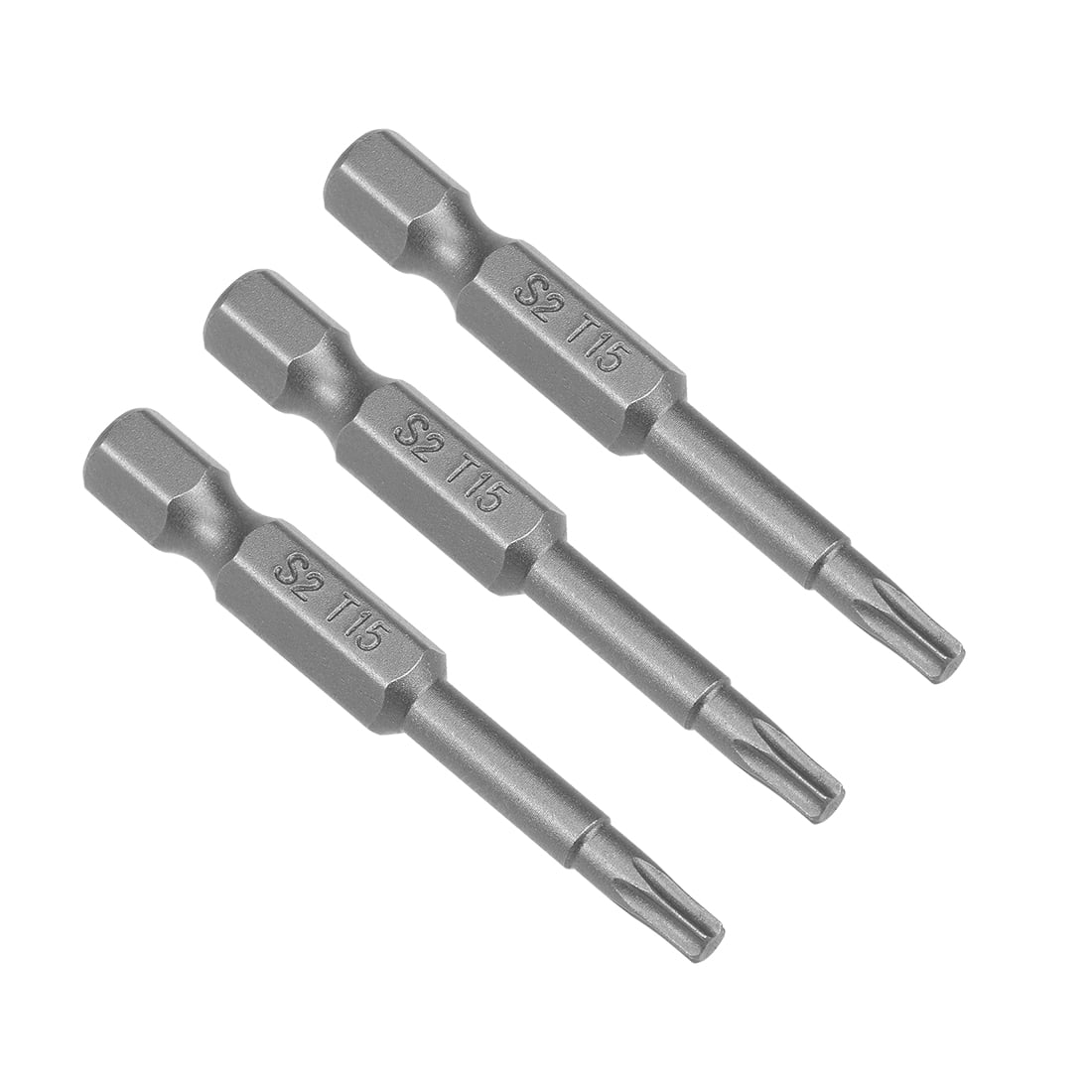 5pcs 50mm 1/4" Hex Shank T15 Magnetic Torx Head Screwdriver Bits S2 ...