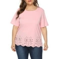 Patlollav Plus Size Womens Summer Blouses Casual Chic V Neck T Shirts Loose Fit Short Sleeve