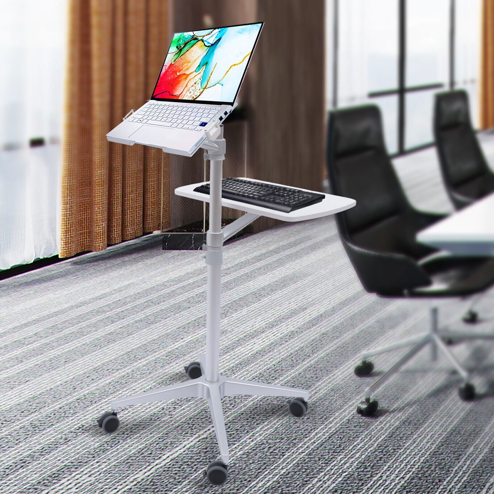 Premium Rolling Laptop Desk Height Adjustable Mobile Workstation Mobile ...