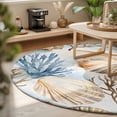 Coral Starfish Shell Area Rugs 3' (Round) Ocean Coastal Floor Rug Non ...