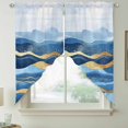 Abstract Art Swag Curtain Valance for Window 2 Panels Blue Wave Effects ...