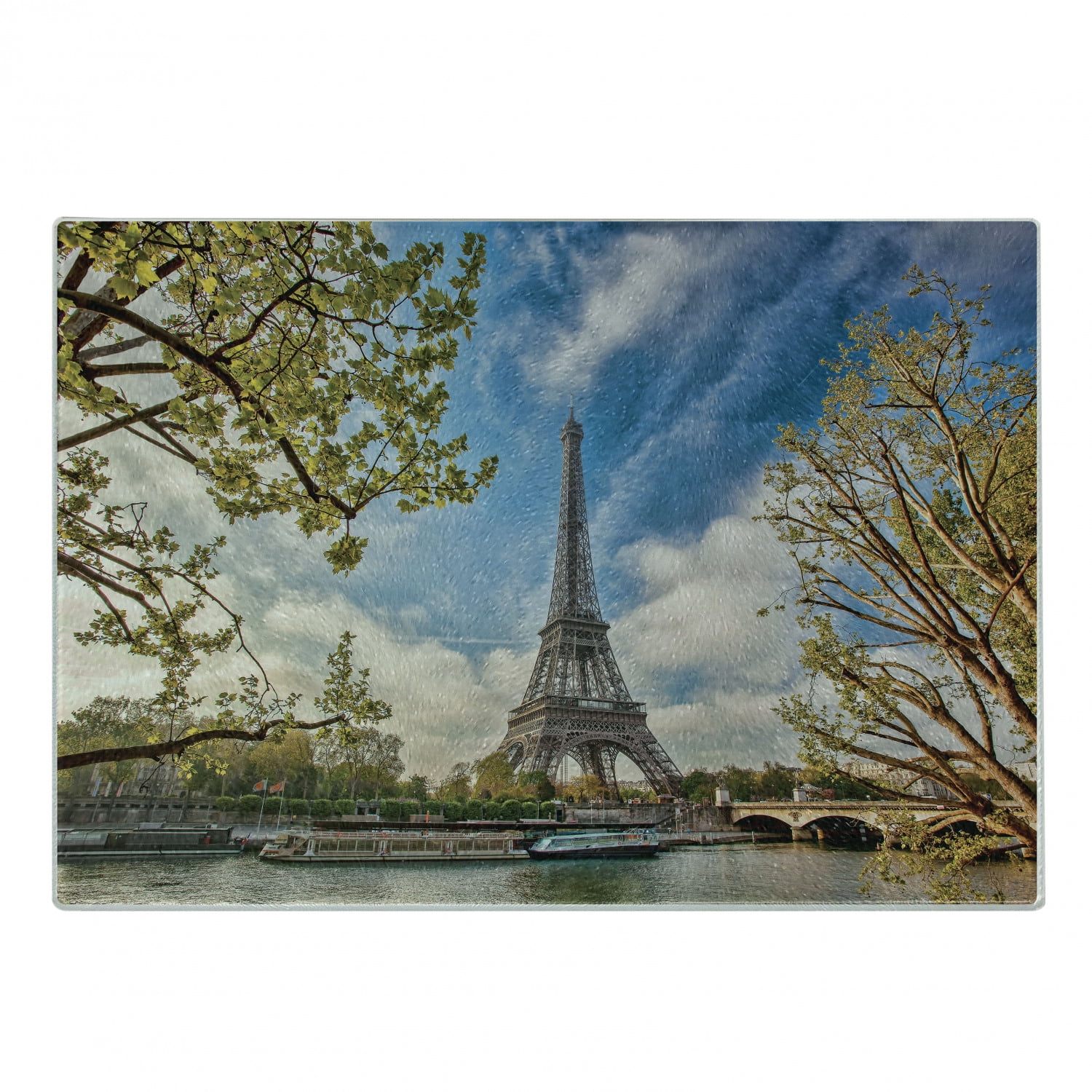 Paris Cutting Board, Eiffel Tower and Cloudy Sky Panoramic Photo ...