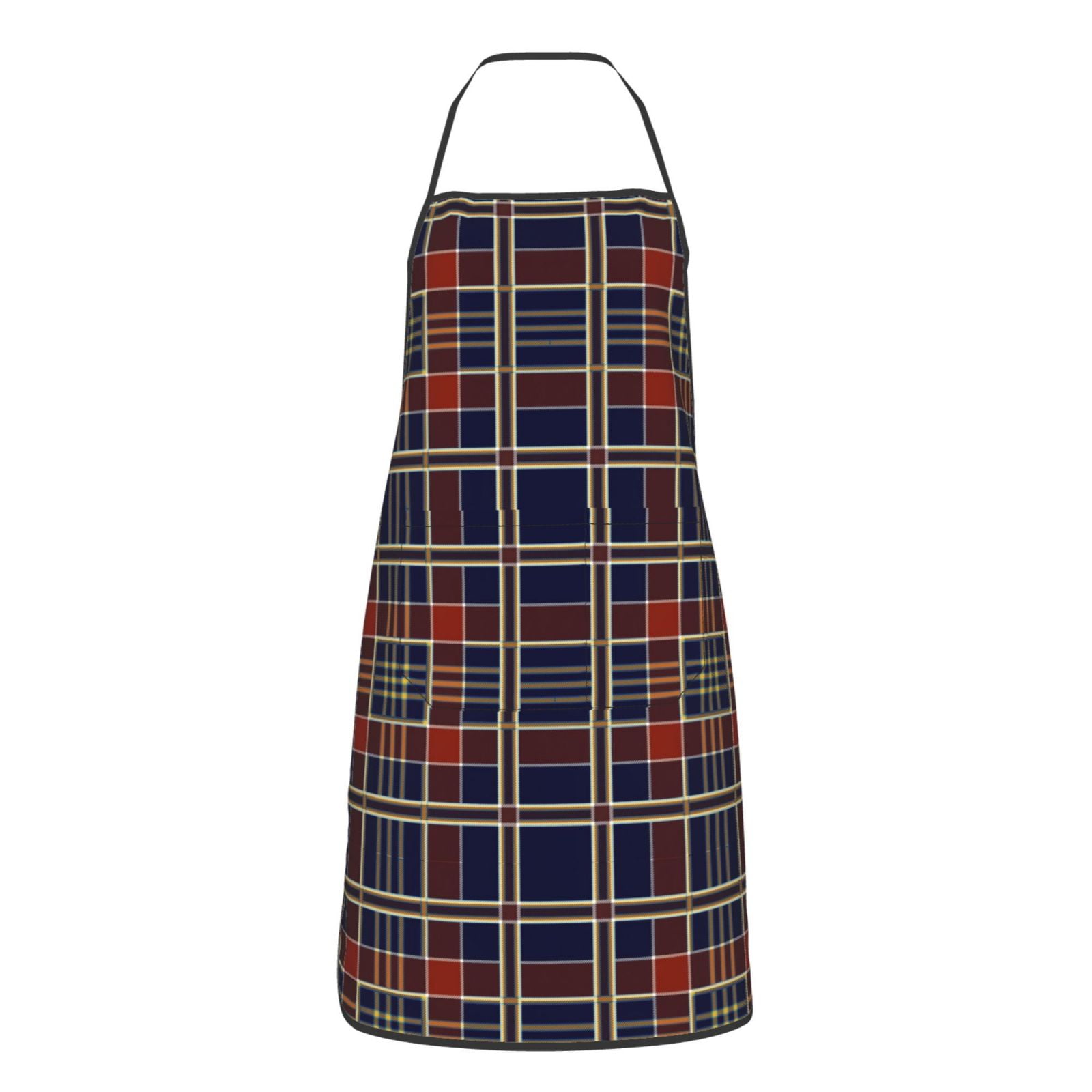 XMXY Chef Aprons with Pockets for Women Men, Plaid Tartan Scottish ...