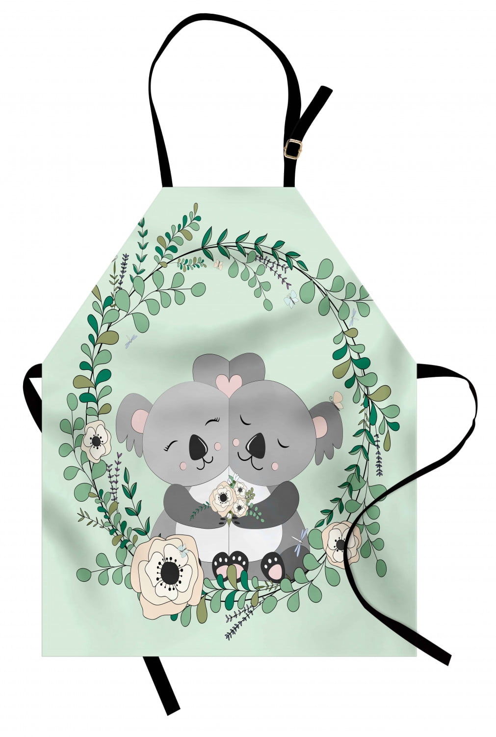 Koala Apron, Koalas Hugging with Eucalyptus and Flower Wreath Around ...