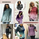 KISSMODA Womens Hoodie Sweatshirts Casual Tunic Tops Pullover Hoodie ...