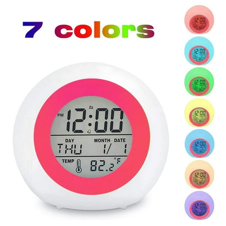 Student Digital Clock for Boys Girls, 7 Colors Changing Light Bedside ...