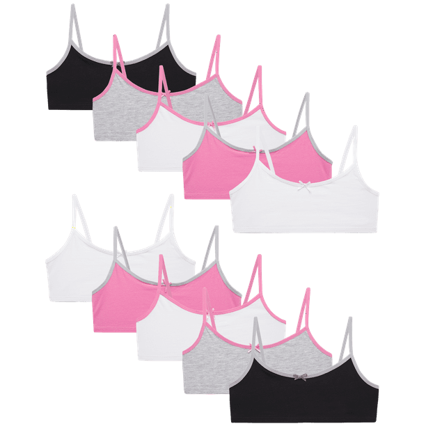 Sweet & Sassy Girls Cotton Spandex Cami Crop Training Bra (10 Pack ...