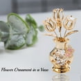 24K Gold Plated Crystal Studded Flower Ornament in a Vase with ...