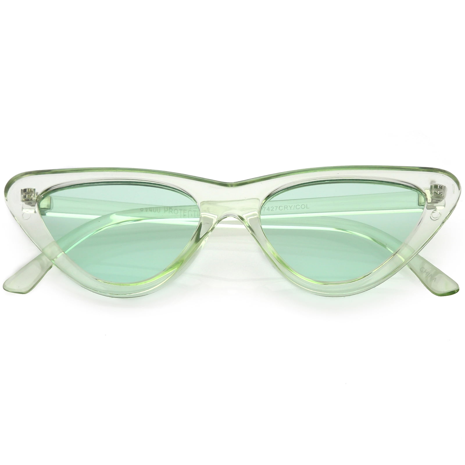 Women's Extreme Translucent Cat Eye Sunglasses Color Tinted Flat Lens ...