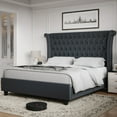 Homfa Full Size Bed Frame, Velvet Upholstered Platform Bed with High ...