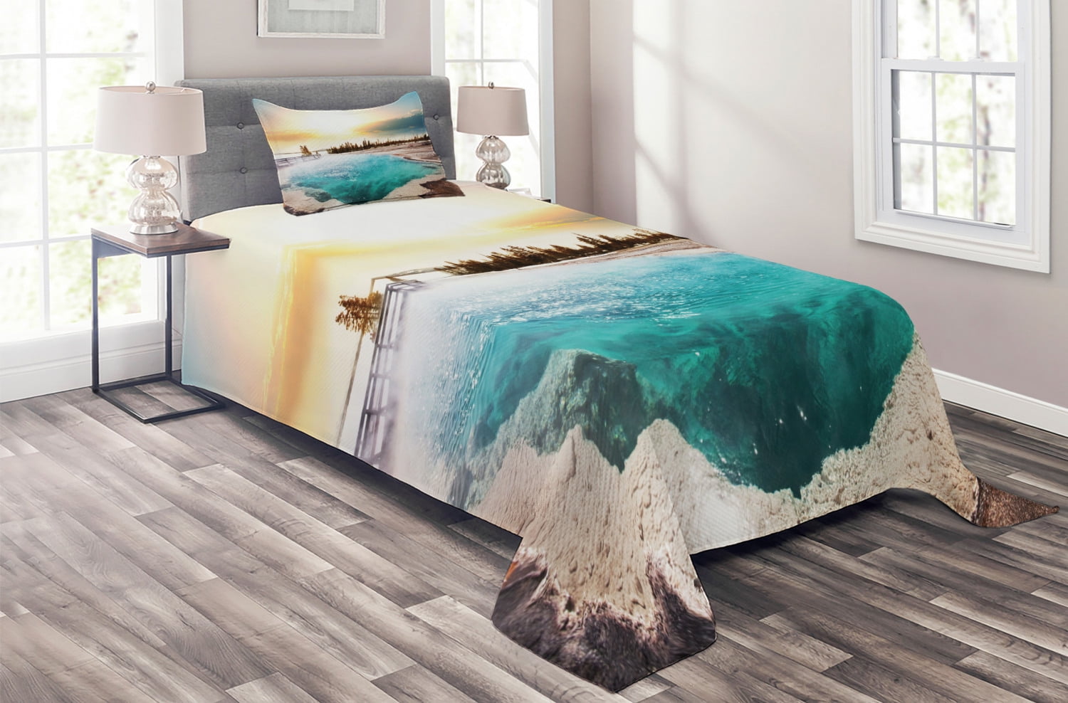 Yellowstone Coverlet Set Twin Size, Hot Springs in Yellowstone National ...