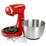 Better Chef 3.5 qt Stand Mixer, Red with Mixing Bowl, Beater, Dough ...