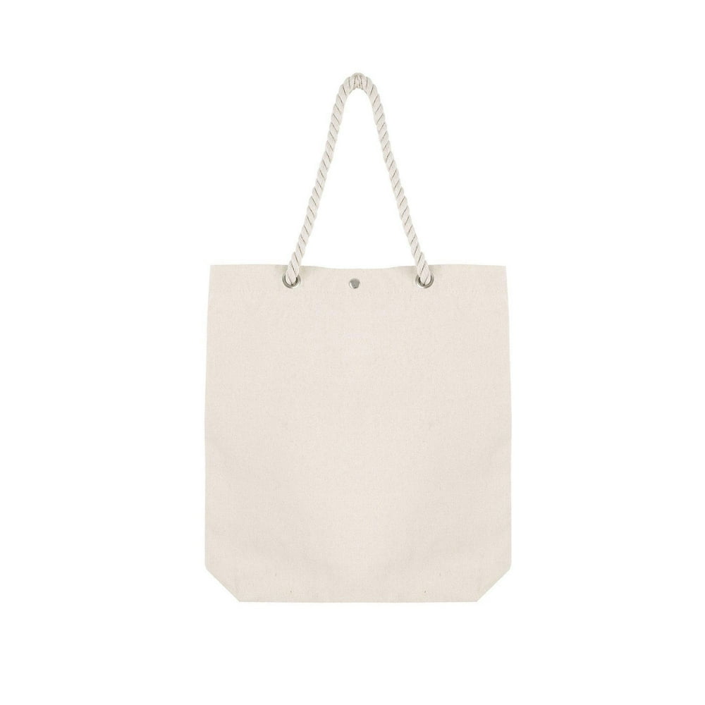 Premium Canvas Tote Bag with Rope Handles and Metal Button Closure ...