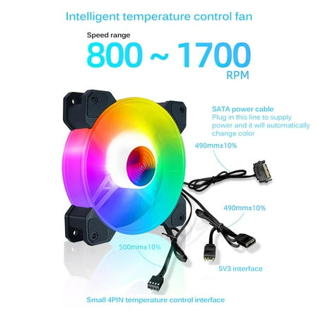 CUP Cooling Fan 16 Million Colors CPU Air Cooler 5V ARGB Computer Case ...