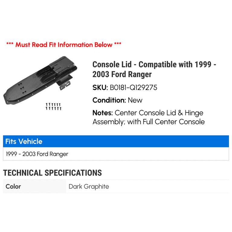 2001 Ford Ranger Console Lid